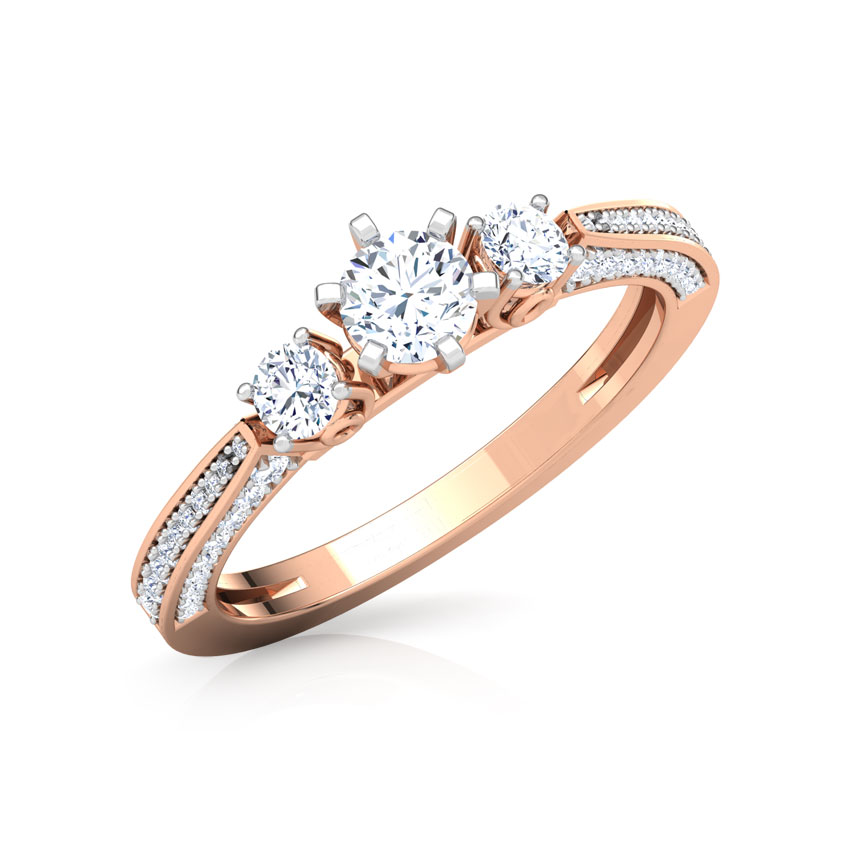 THREE STONE SOLITAIRE DIAMOND RING - Vicksan Jewels